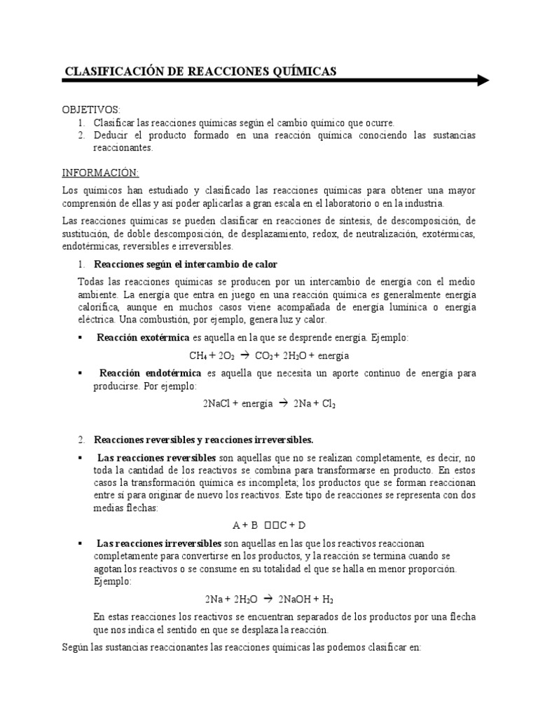 Modulo Clasificacion de Reacciones | PDF | Reacciones químicas | Sal ...