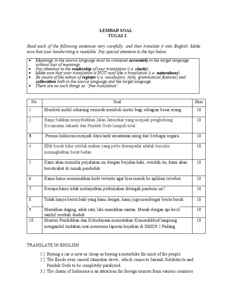 English Translation Exercise Guide | PDF | Human Communication ...