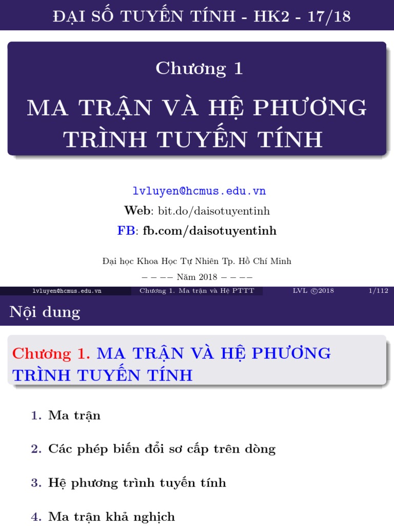 Chuong 1 - Ma Tran Va He PTTT | PDF