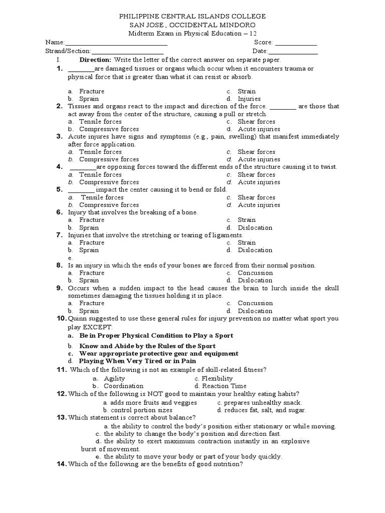 4 Pe 11 | PDF | Physical Fitness | Injury