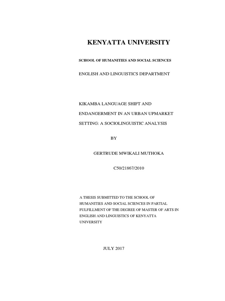 Kikamba Language Shift and | PDF | Cognitive Science | Cognition