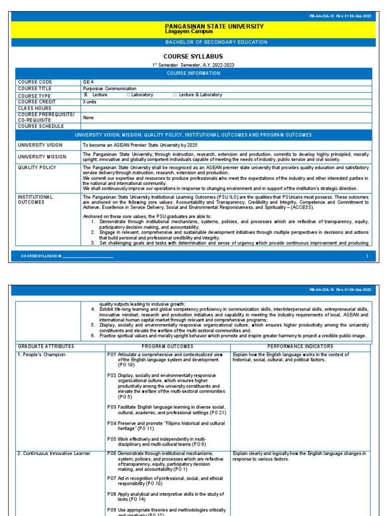 Ge 4 PC Syllabus | Download Free PDF | Cross Cultural Communication | Communication