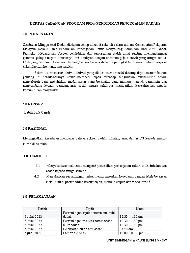 KERTAS CADANGAN PROGRAM PPDa | PDF