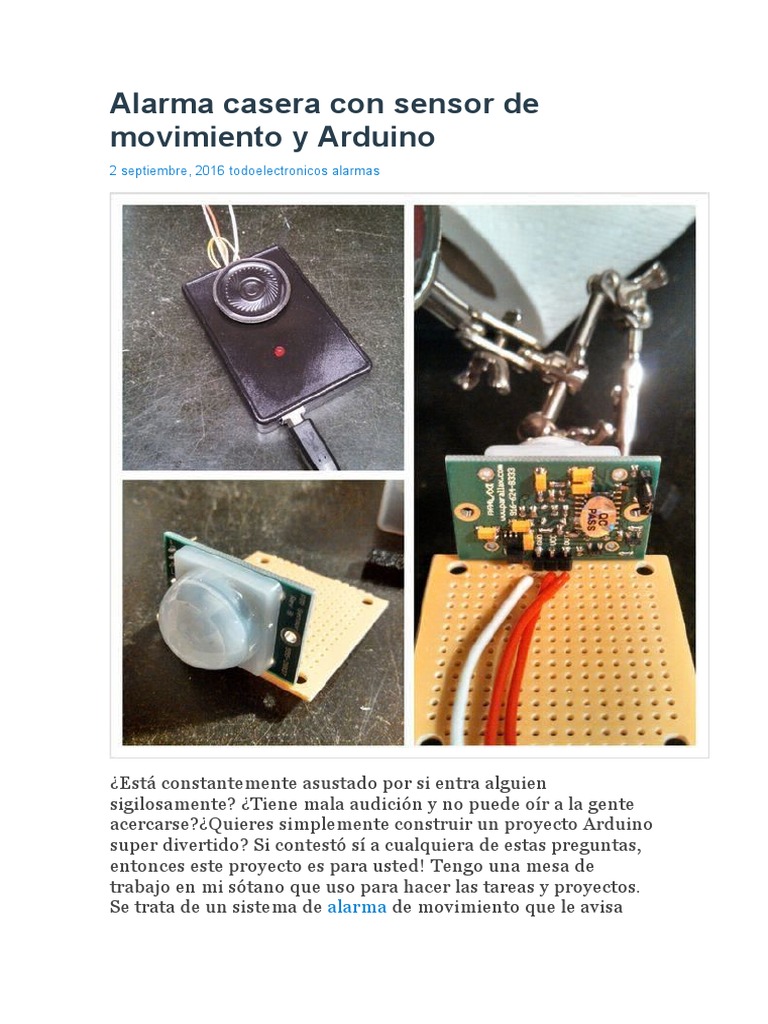 Alarma Casera con Sensor de Movimiento Arduino | PDF | Arduino | Placa ...