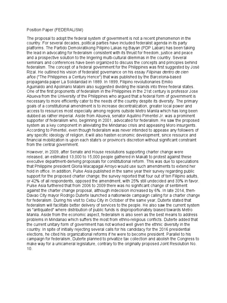 Position Paper - RPH | PDF | Government | Governance