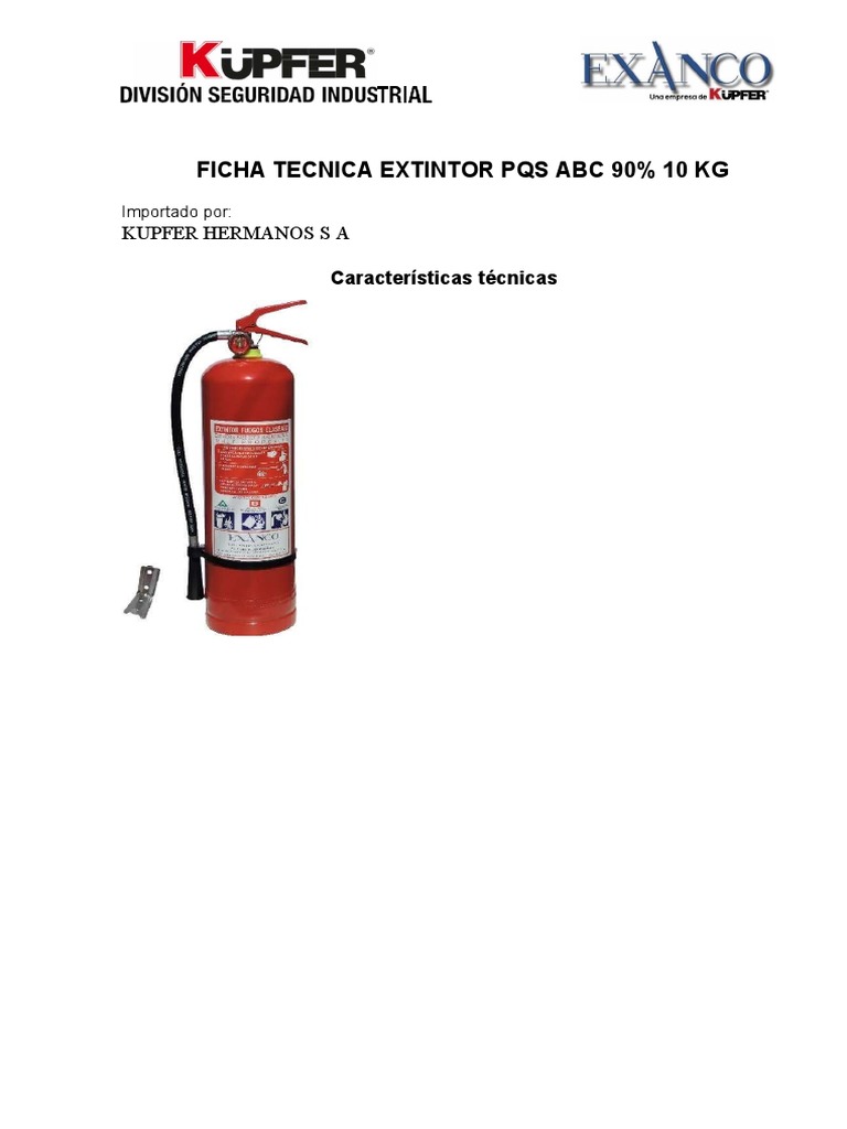 Extintor PQS ABC 10 kg: Ficha Técnica | PDF