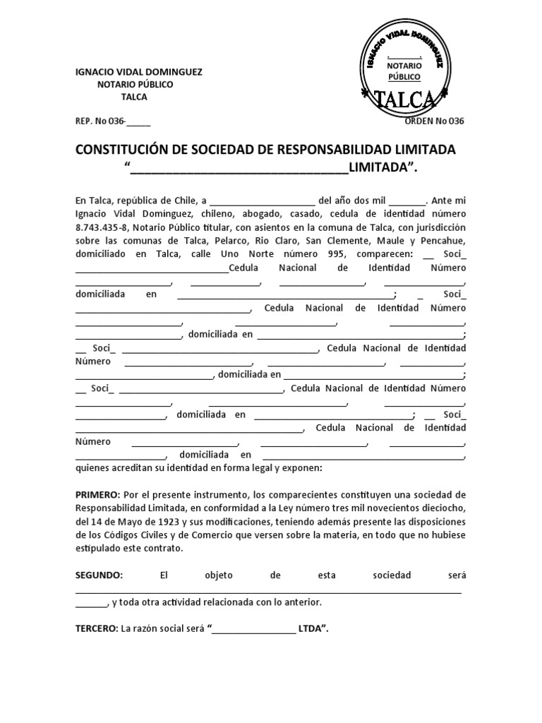 Formato Escritura Constitucion de Sociedad Editada | PDF | Bancos | Economias