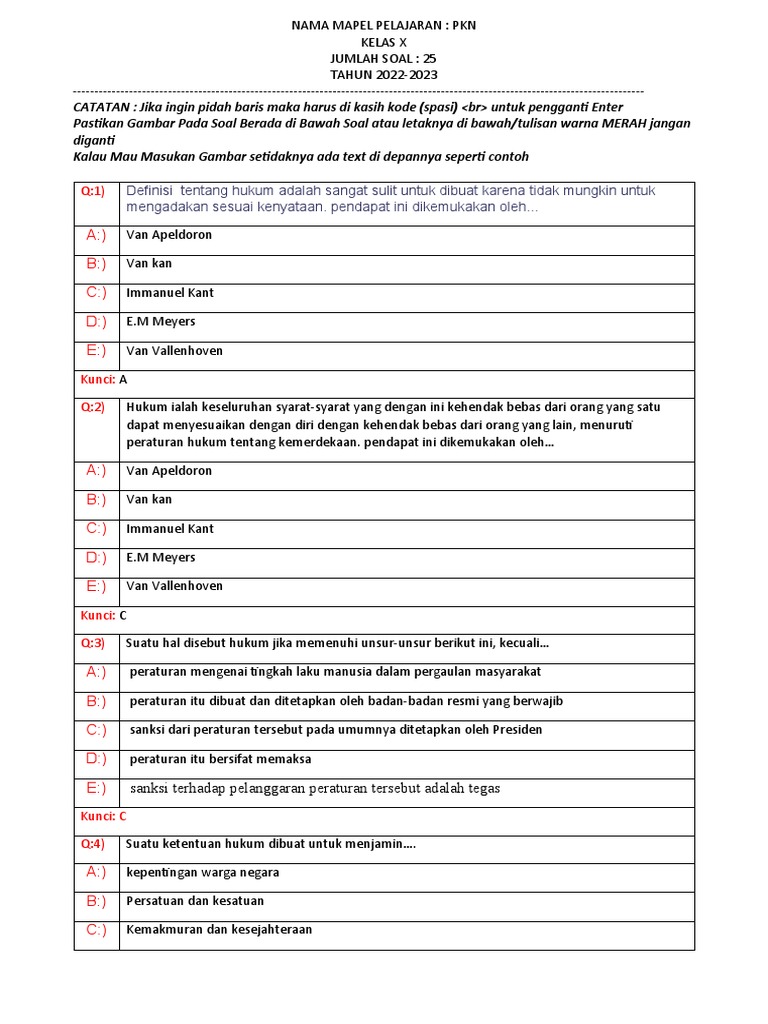 Contoh Soal Untuk Import 25 Soal | PDF