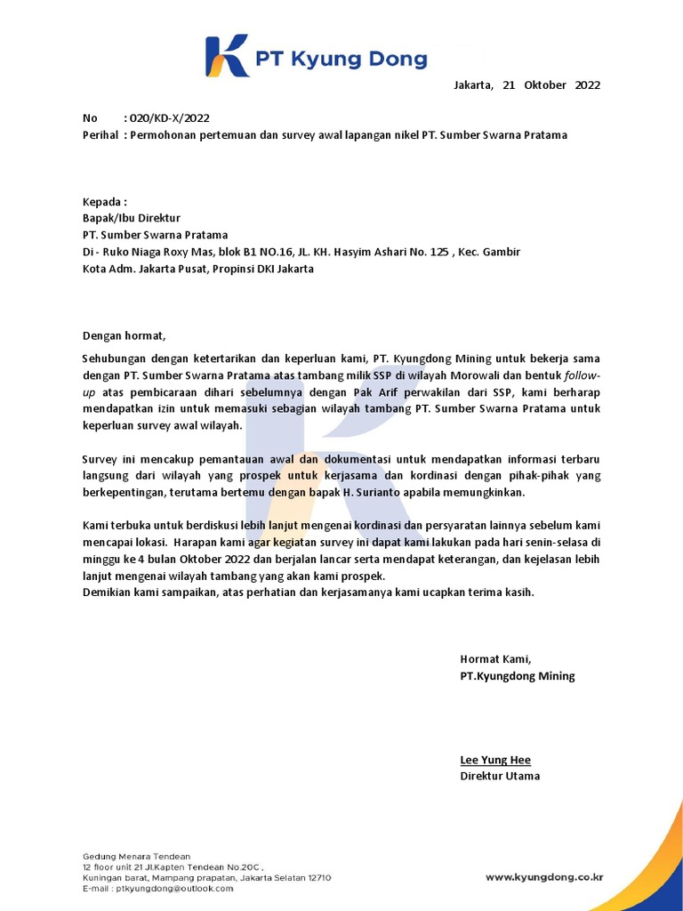 Permohonan Masuk Tambang PT. SSP | PDF