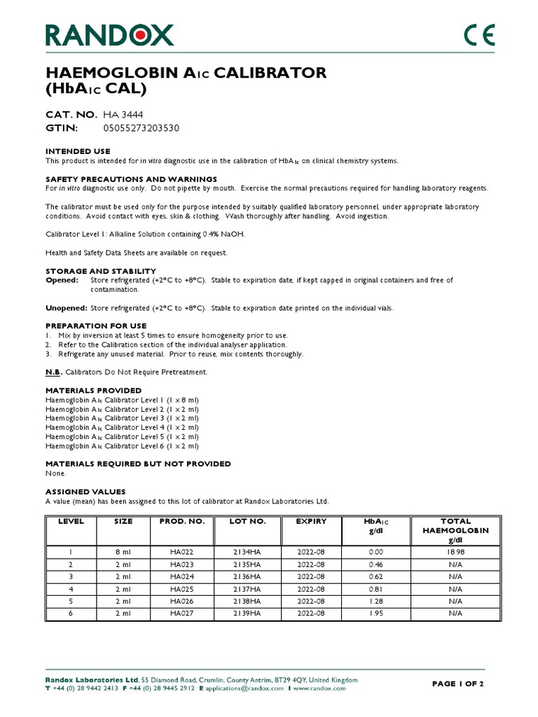 A Guide to Calibrating HbA1c Levels: Intended Use, Safety Precautions ...