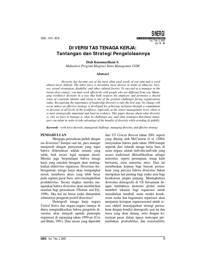 Strategi Kelola Diversitas Kerja | PDF