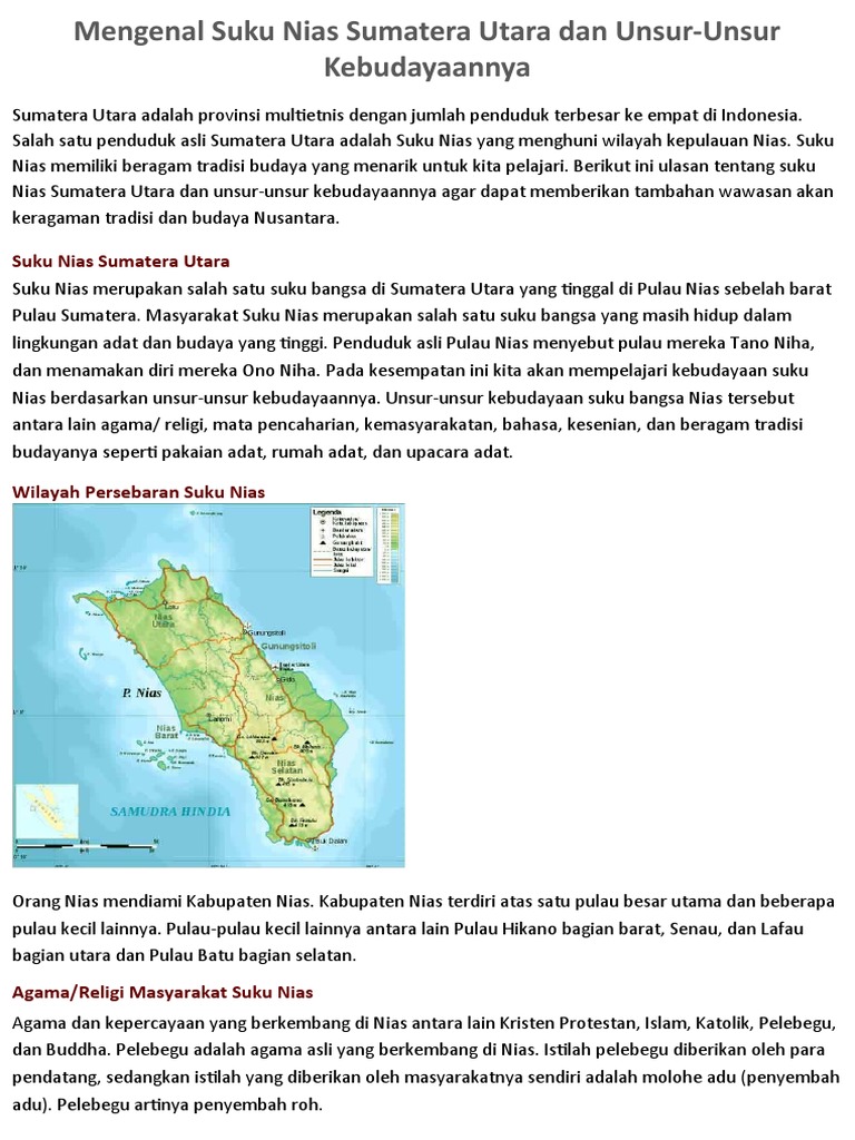 Mengenal Suku Nias Sumatera Utara Dan Unsur | PDF