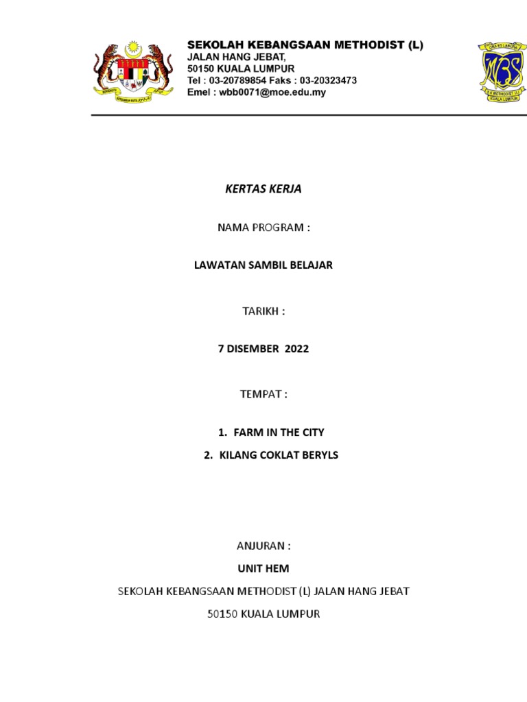 Kertas Kerja Lawatan Pdf