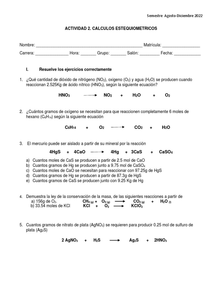 Act2 Calculos Estequiometricos | PDF | Tecnología | Métodos y materiales de enseñanza