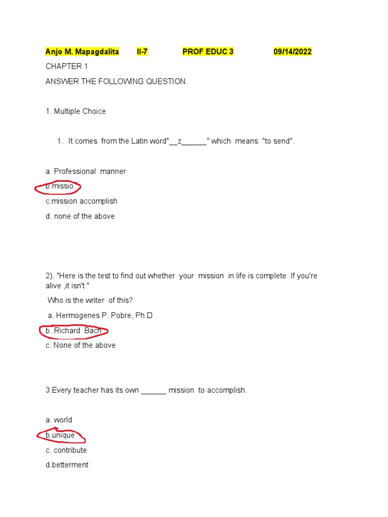 Quiz Prof Educ 3 | PDF | Teachers | Academic Degree