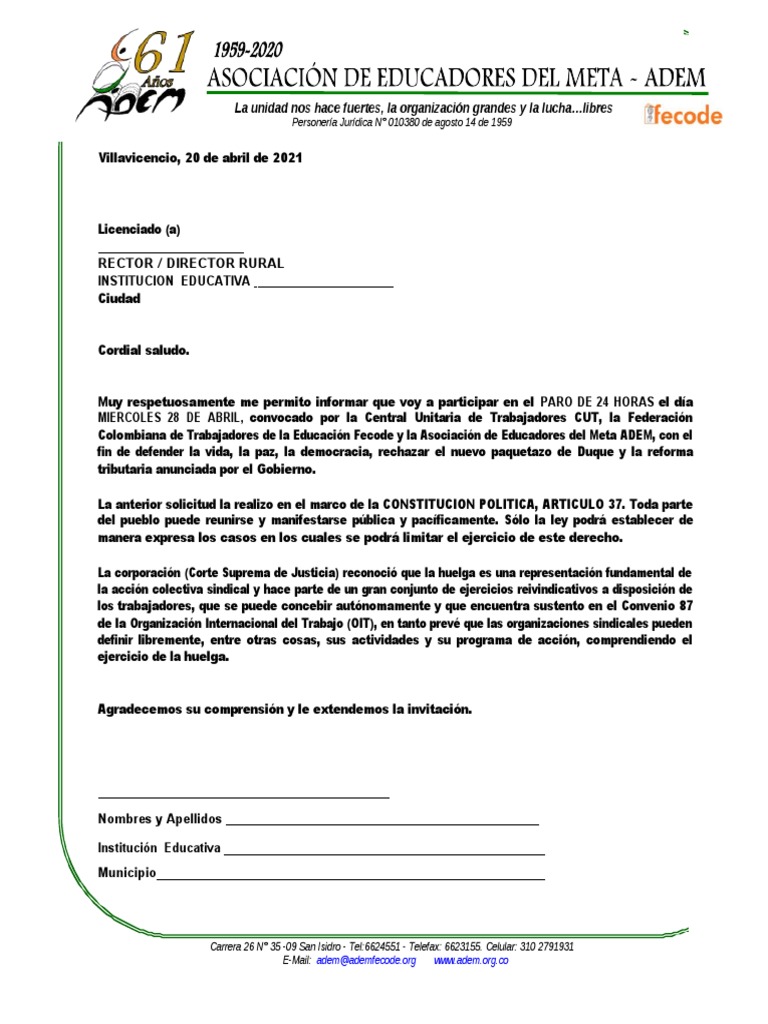Participación en Paro Nacional del 28/Abr | PDF | Ciencias sociales