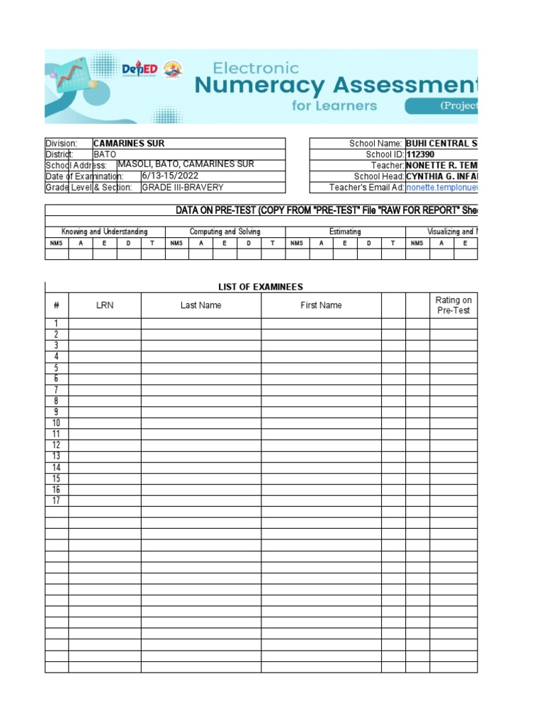 ENAT (Class) Grade 3 PostTest | PDF | Statistics | Test (Assessment)
