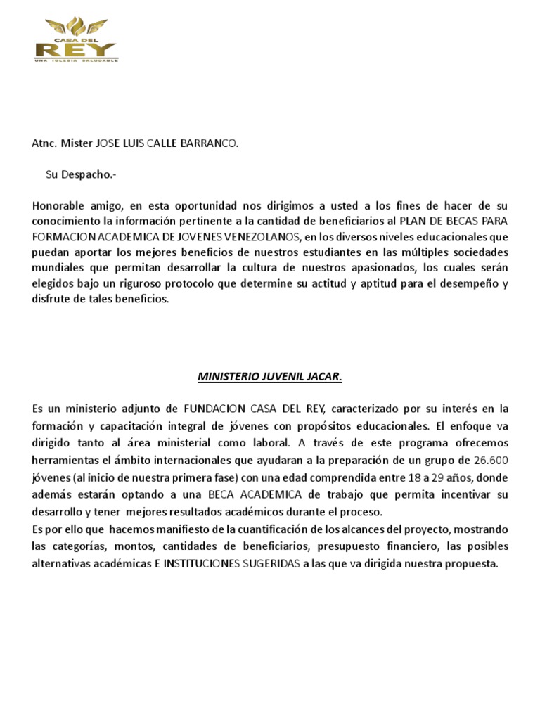 MINISTERIO JUVENIL JACAR. Cuadro Financiero | PDF | Crecimiento personal y profesional | Negocios