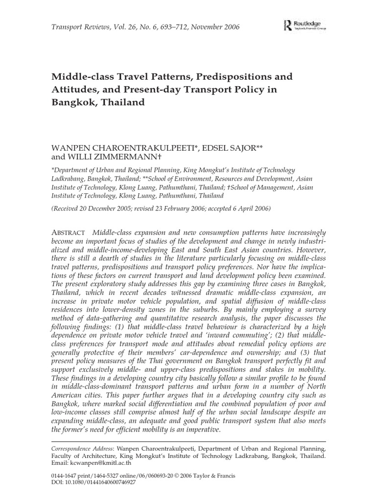 Middle-Class Travel Patterns, Predispositions and Attitudes, and ...