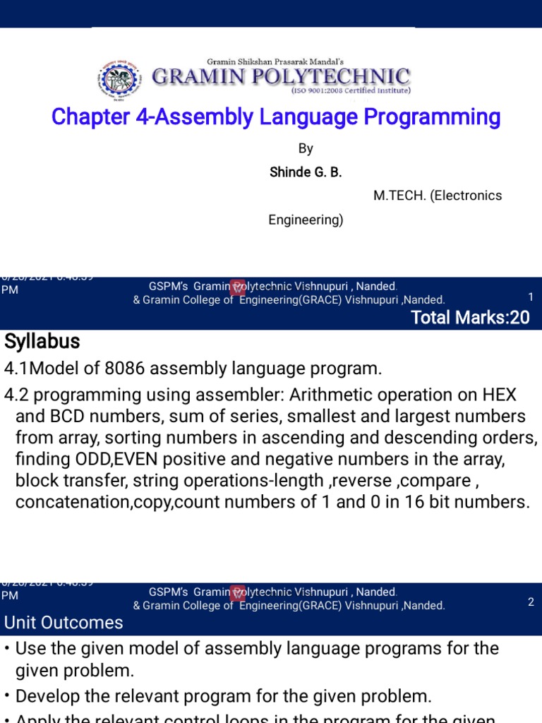 MIC Chapter 4 | PDF | Pointer (Computer Programming) | Assembly Language