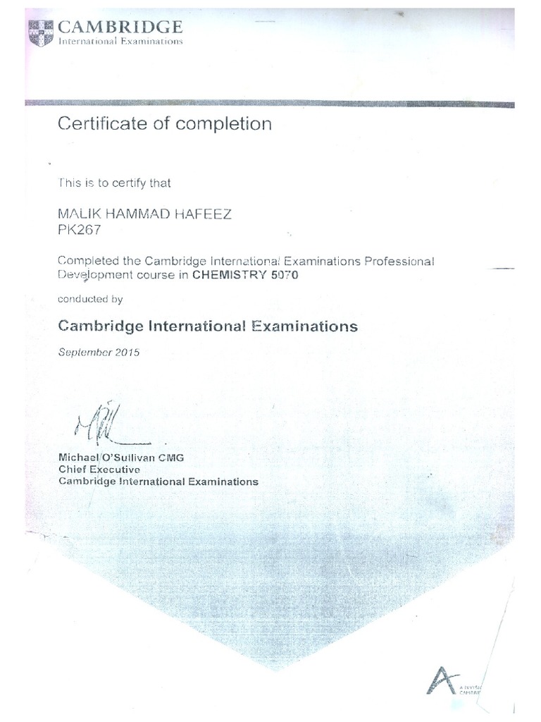 CAIE Certificate | PDF
