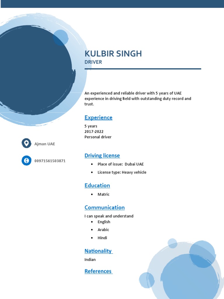 Experienced UAE Driver with Heavy License | PDF