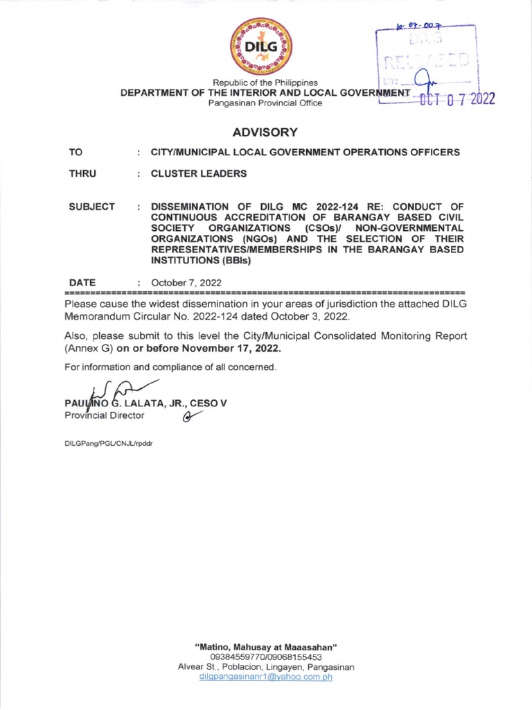 Continuous Accreditation of Barangay CSOs/NGOs | PDF | Non Governmental ...