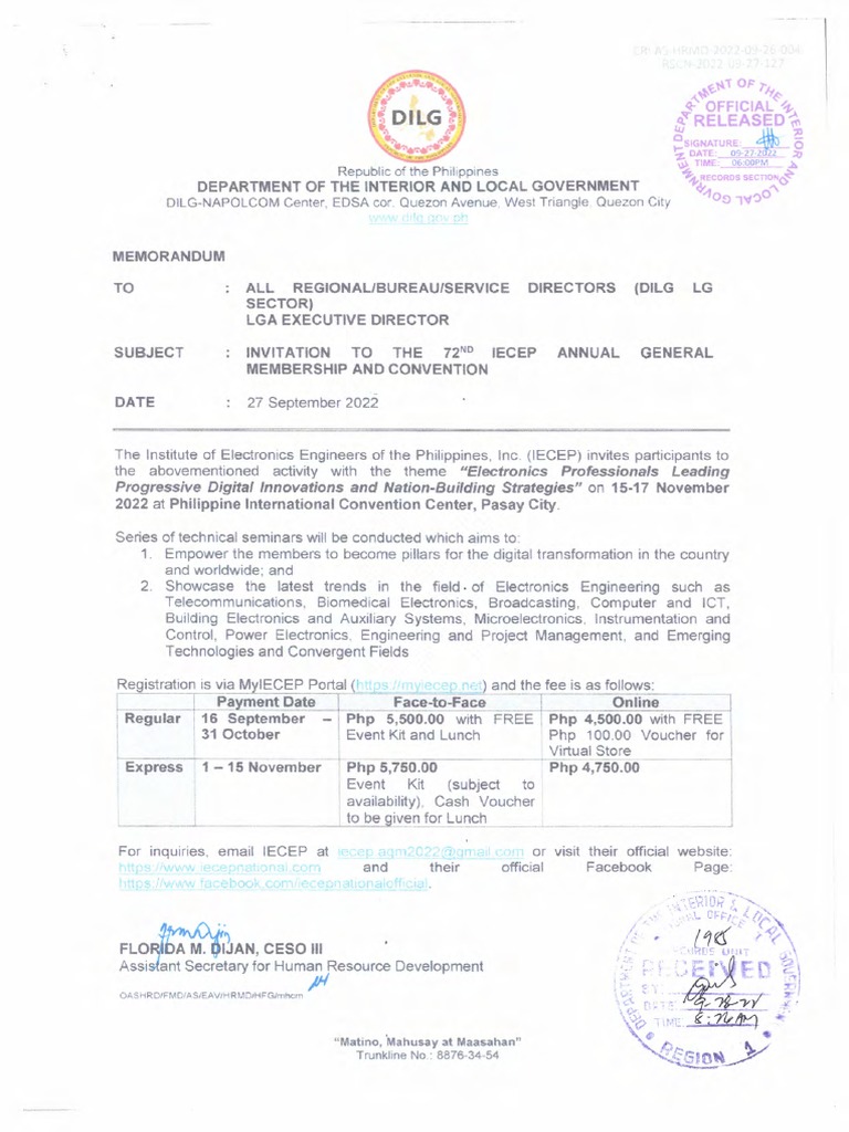 Memorandum - Invitation To The 72nd IECP Annual General Membership and ...