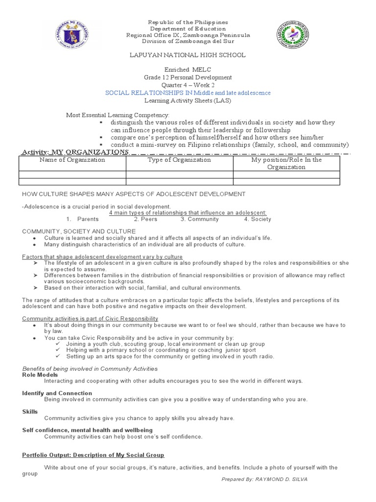 LAS in Perdev | PDF | Adolescence | Community