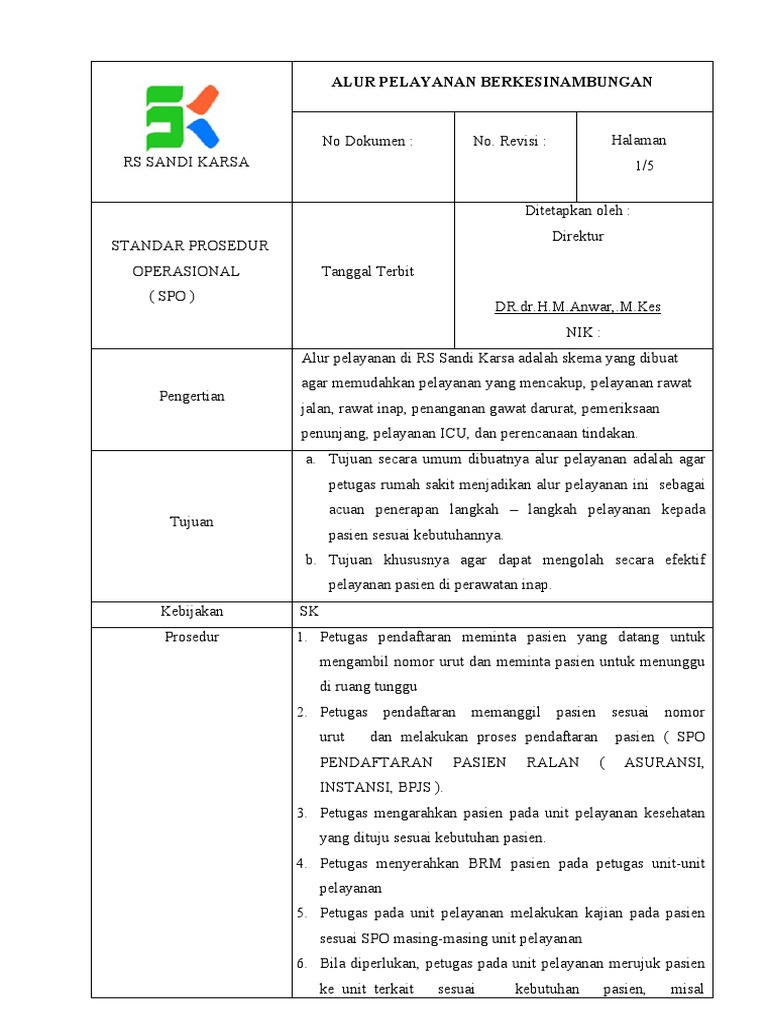 Spo Alur Pelayanan Berkesinambungan | PDF