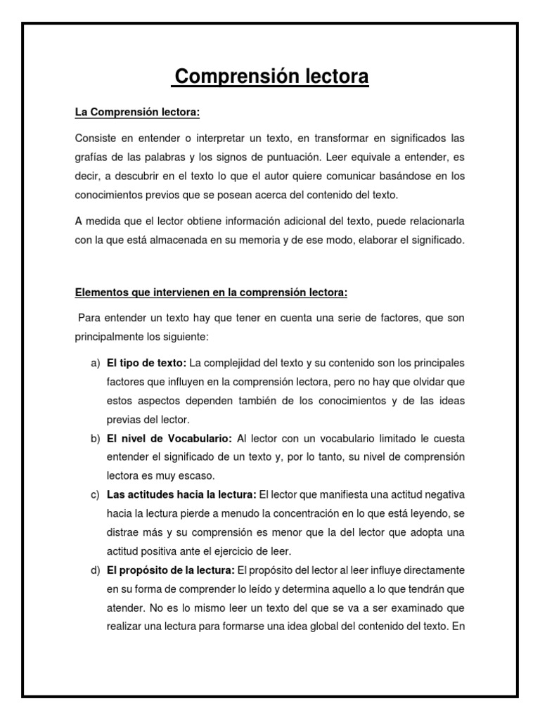 Claves para Mejorar la Comprensión Lectora | PDF | Comprensión lectora ...