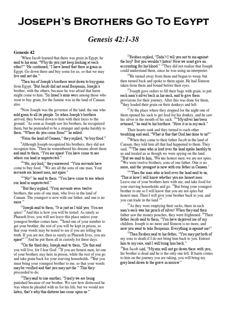 Lesson 22 Josephs Brothers Go To Egypt | PDF | Jacob | Old Testament Books