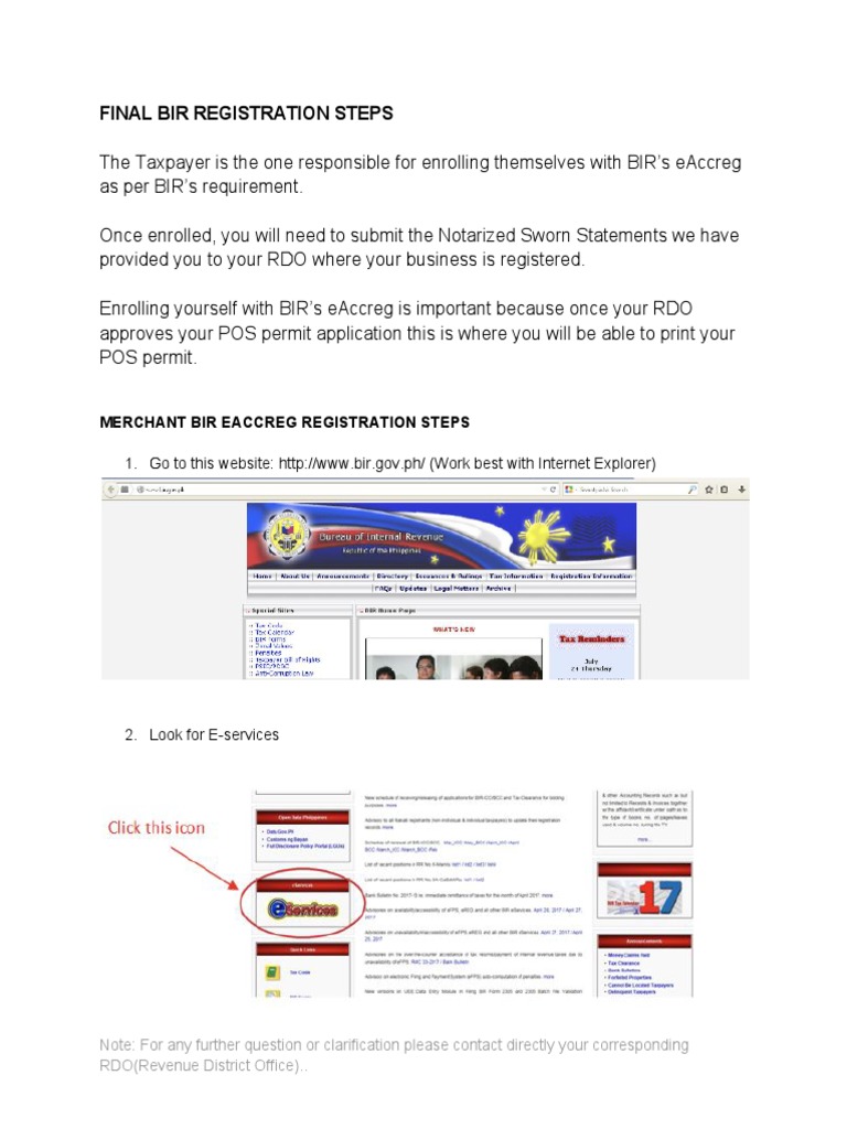 BIR eAccreg Guide for Merchants | PDF | Information Technology ...
