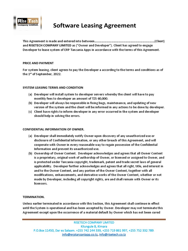 Software Leasing Agreement | PDF | Copyright Infringement | Proprietary Software