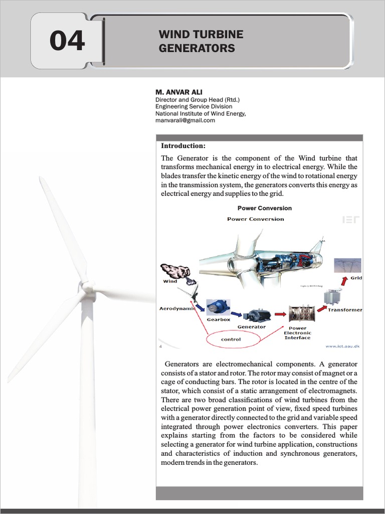 4 Wind Turbine Generators | PDF | Electric Generator | Electric Motor