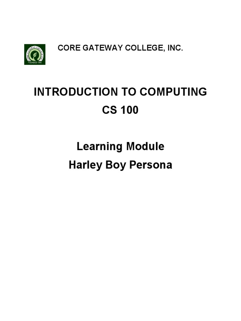 CS100 Introduction to Computing Learning Module | PDF | Computer Data Storage | Random Access Memory
