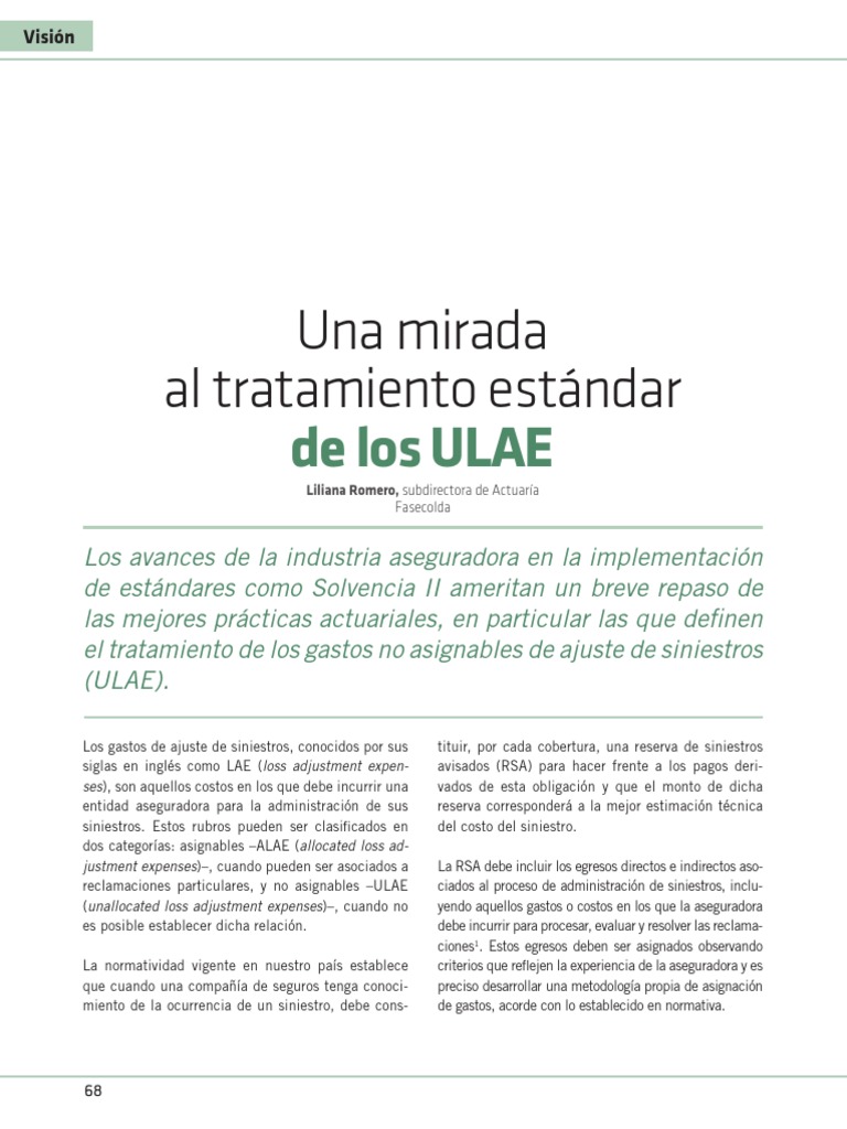 Una Mirada Al Tratamiento Estándar: de Los ULAE | PDF | Actuario | Riesgo