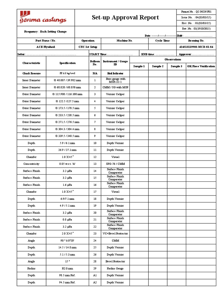 Set Up Approval | PDF | Tools | Metalworking
