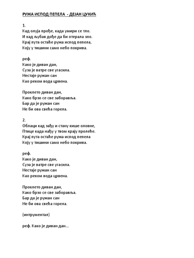 Ruza Ispod Pepela & Vo Nase Selo Malovo | PDF