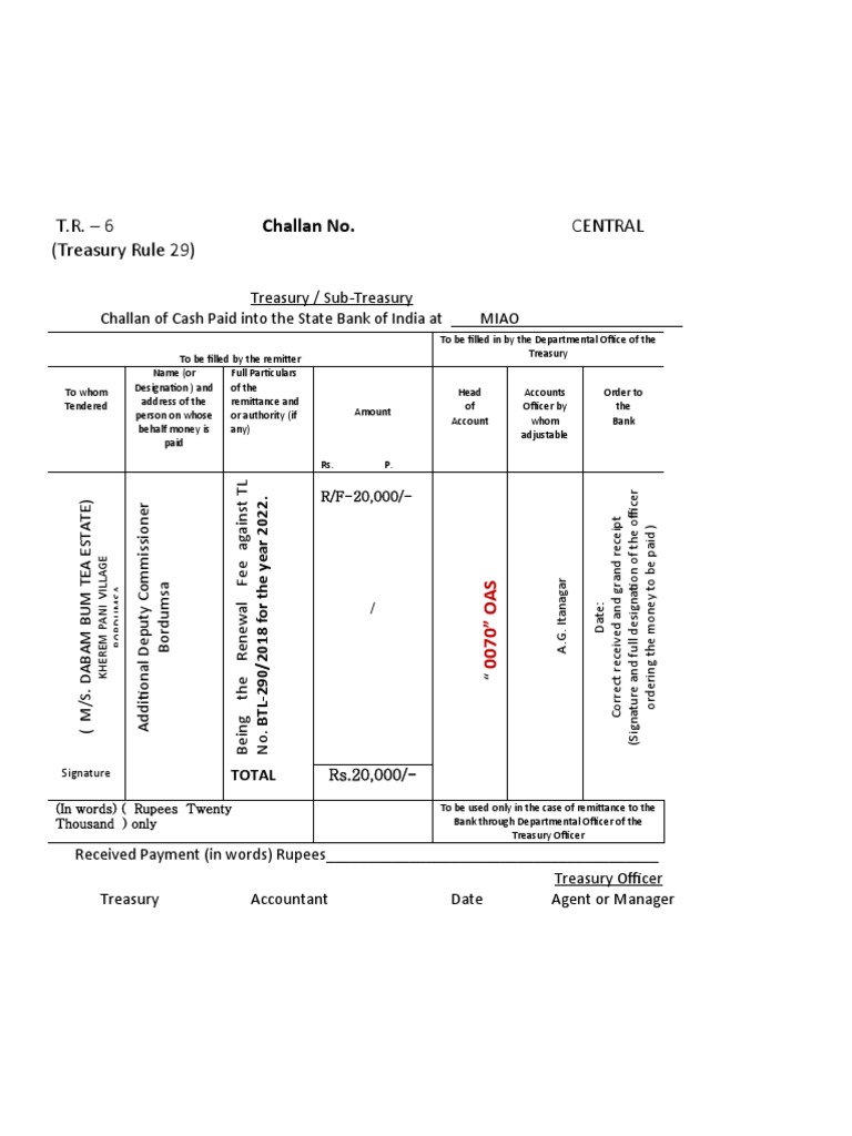 Treasury Challan | PDF | Payments | Economies