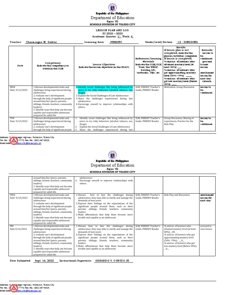 Q1 Week4 Perdev | PDF | Adolescence | Interpersonal Relationships