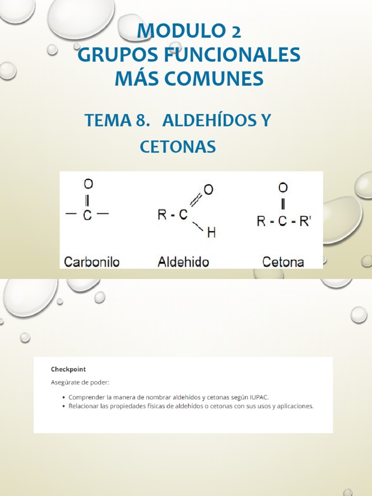 Tema 8. Aldehídos y Cetonas | PDF | Aldehído | Cetona