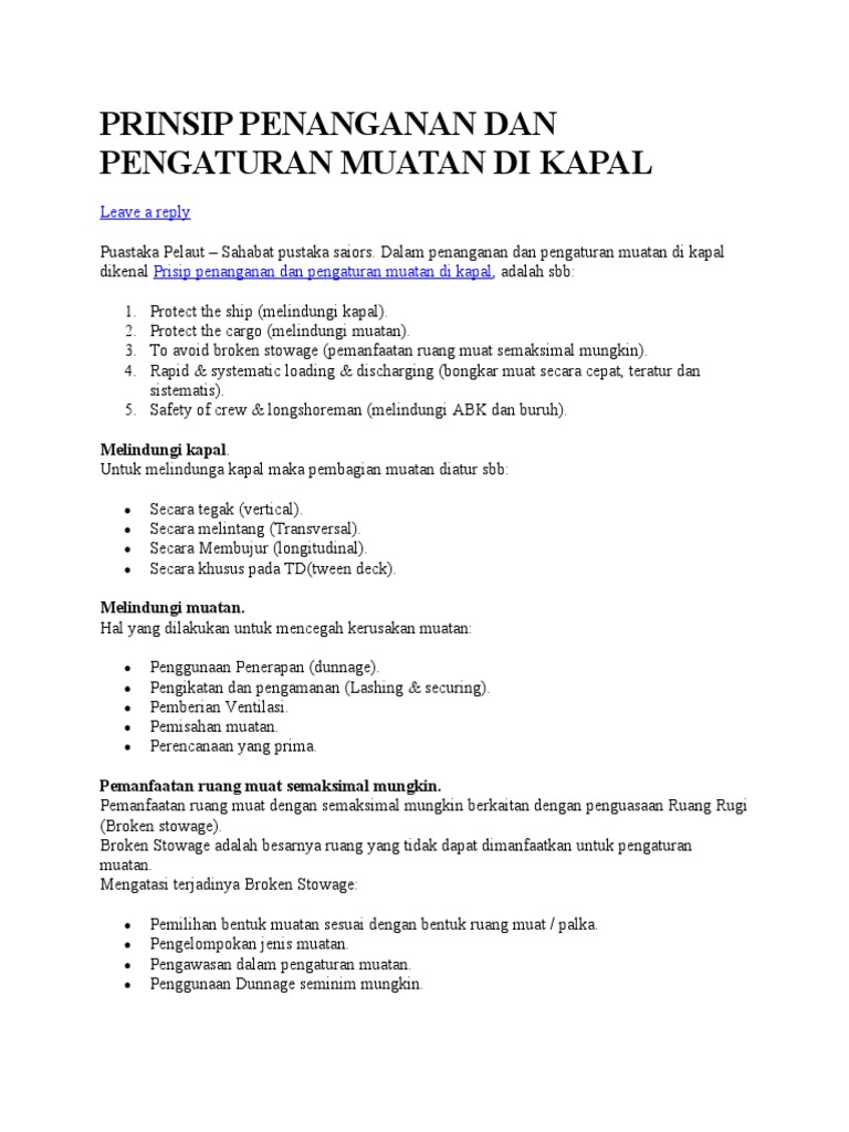 Materi Penanganan Muatan | PDF