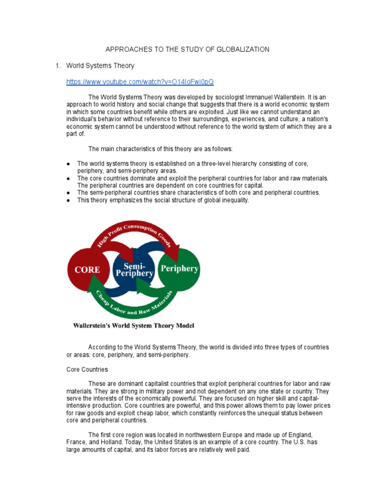 Understanding Globalization Through World Systems Theory and Global Capitalism Theory | PDF ...