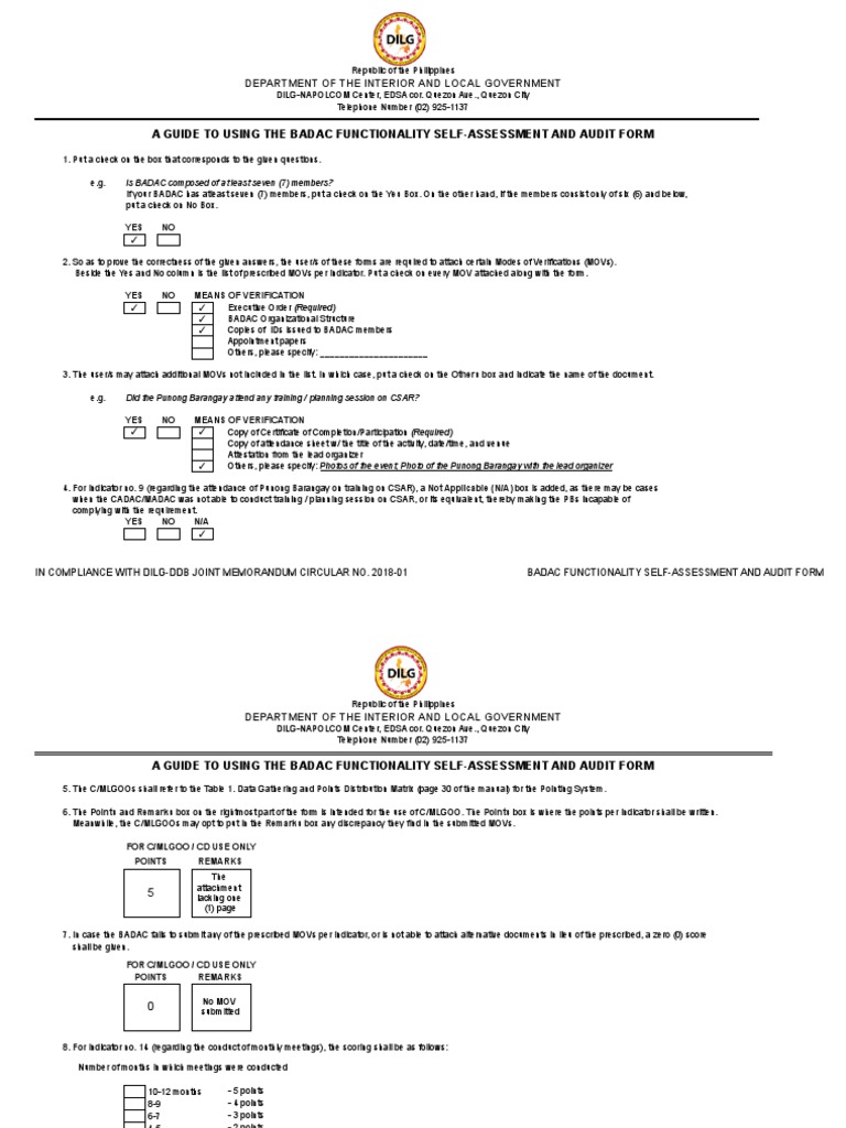 2-A Guide To Answering Badac Self-Assessment and Audit Form ...