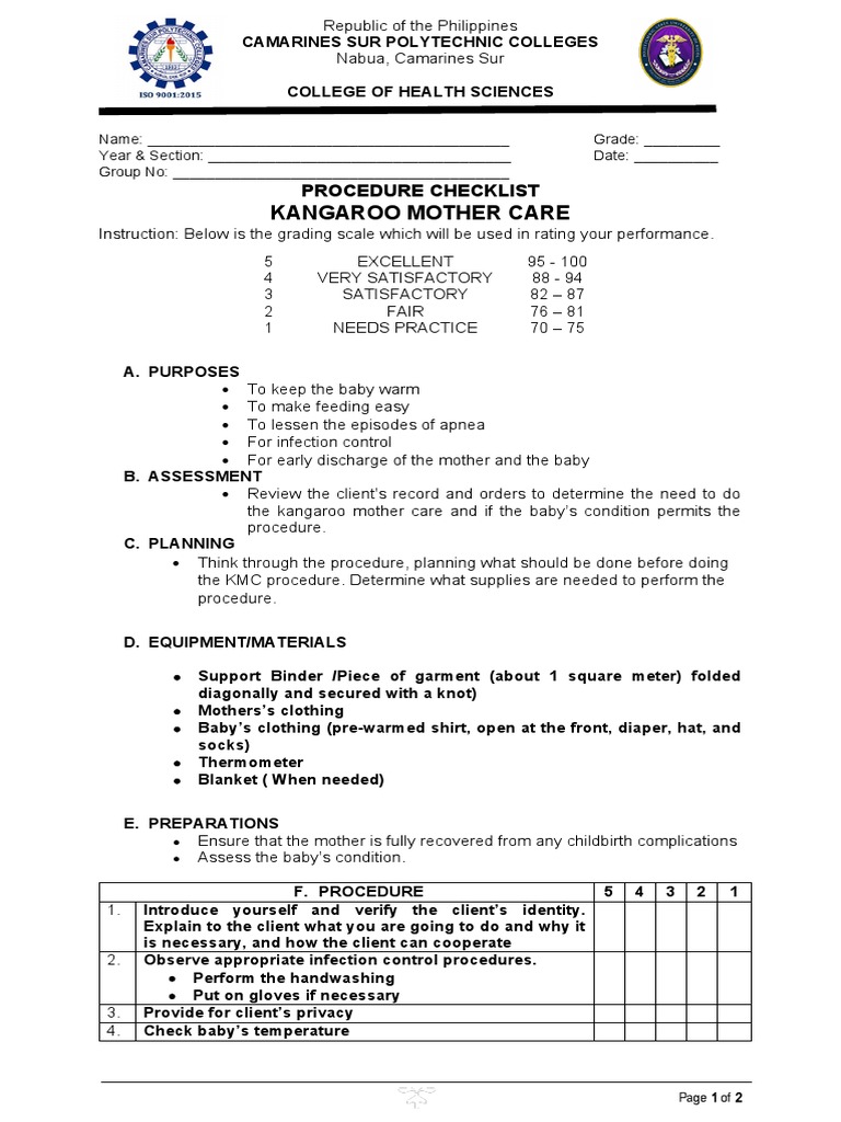 KMC Checklist | PDF | Medical Specialties | Health Sciences