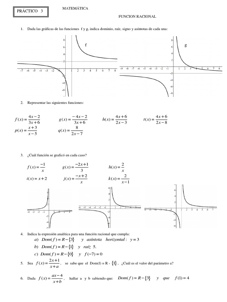 Practico Funcion Racional | PDF | Función (Matemáticas) | Asíntota