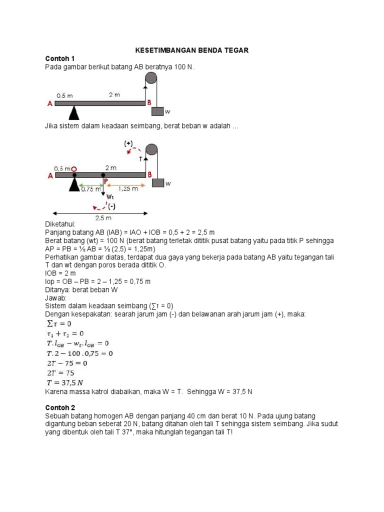 Contoh Kesetimbangan Benda Tegar | PDF | Metode & Bahan Ajar