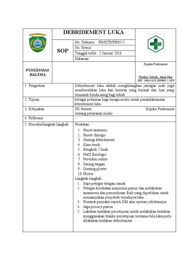SOP Debridement Luka | PDF