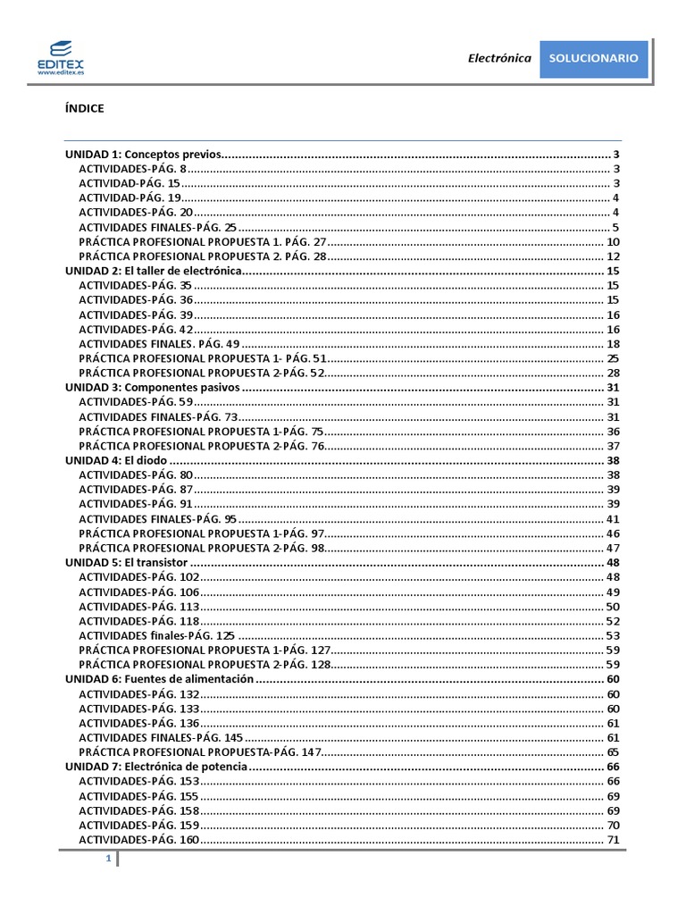 Solucionario de Electrónica Editex | PDF | Tecnología